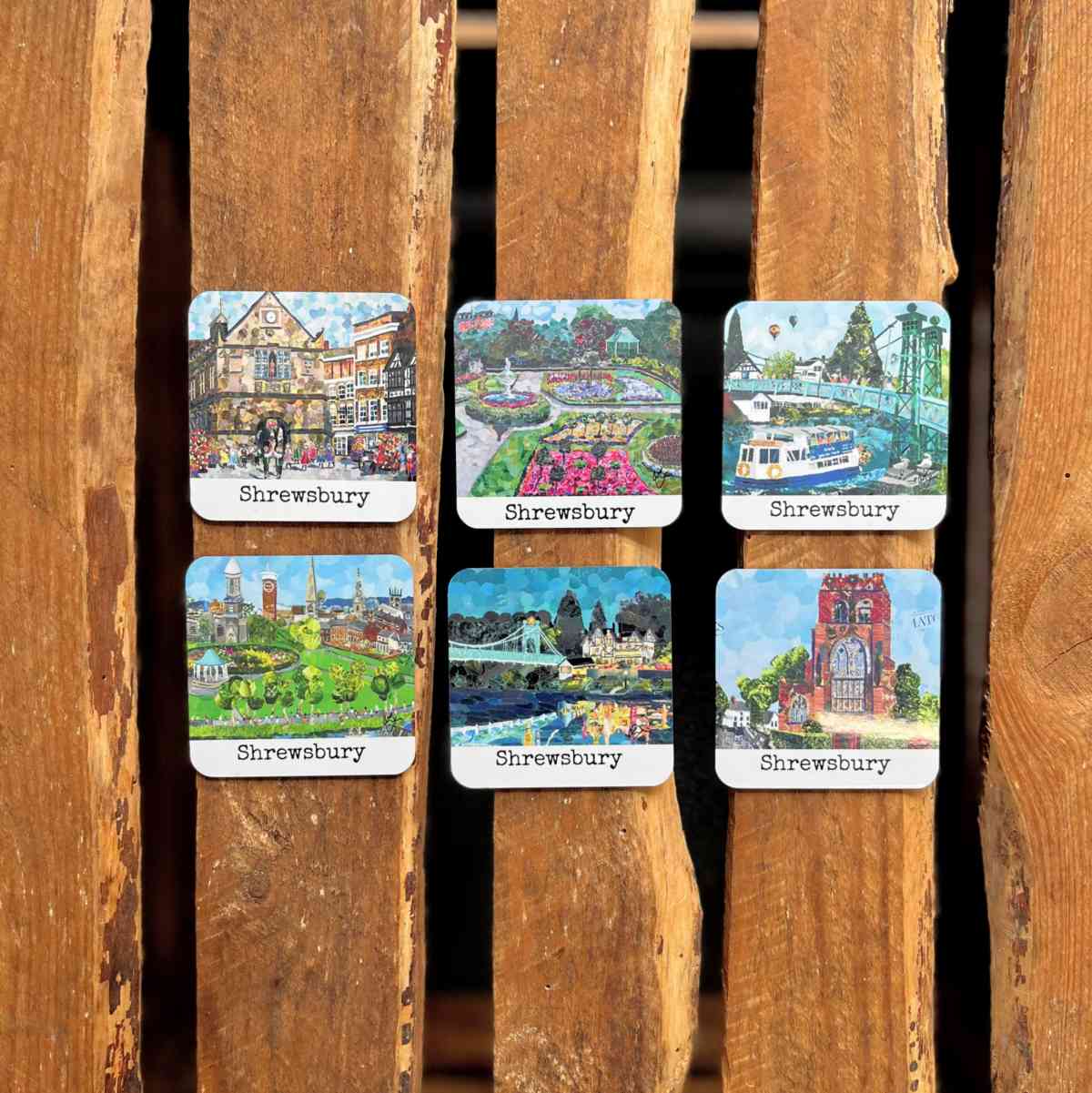 Lyn Evans ‘Torn Paper Art’ Shrewsbury Fridge Magnets – 6 designs ...