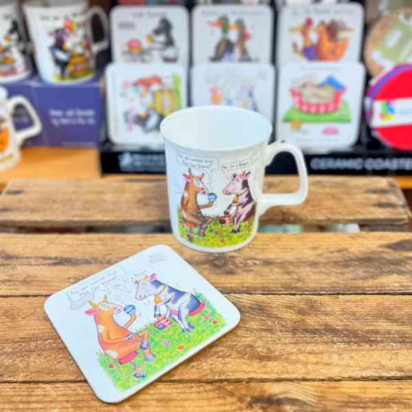 ‘Mad Cow’ Bone China Mug & Coaster – Cooking Kneads
